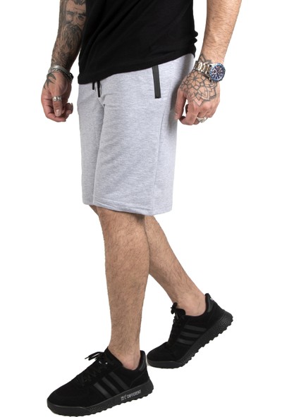 Deepsea Beli Lastikli Likralı Cep Fermuarlı Erkek Penye Şort 2202032