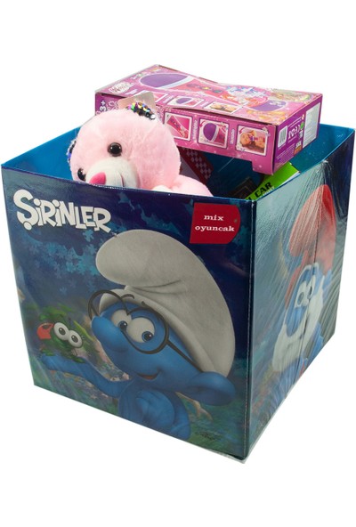 Mix Oyuncak Oyuncak Sepeti Şirinler Katlanabilir Oyuncak Sepeti 30*30 cm