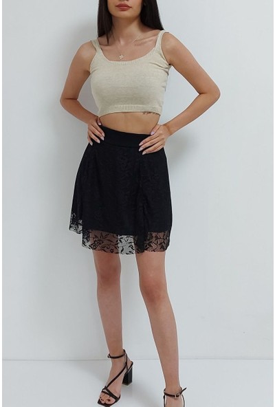 Dantelli Kalem Etek Siyah