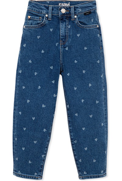 Mavi Lol Kalp Desenli Jean Pantolon Mavi Lol Kalp Desenli Jean Pantolon