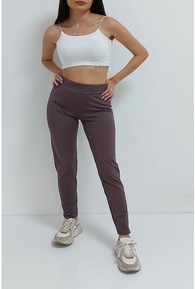 Büyük Beden Disko Tayt Kahve