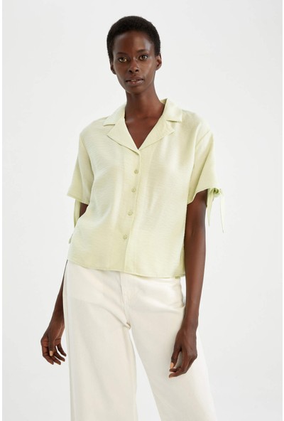 DeFacto Regular Fit Bağlama Kollu Viskon GÖMLEK U3683AZ22SM