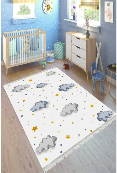 Motto Halı Punto Kaymaz Dot Tabanlı Yıkanabilir Antibakteriyel Dijital Baskı Çocuk Halısı