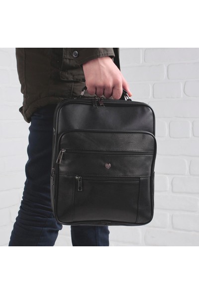 Onbinalem Mkm Siyah %100 Hakiki Deri Çelik Kasa Erkek El Çantası