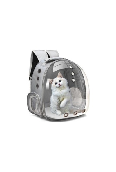 Astronot Kedi Köpek Taşıma Çantası Gri