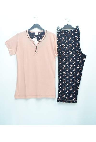 Angelina Kadın Pijama Somon Bambu Kısakol Bermuda Bayan Pijama 3737