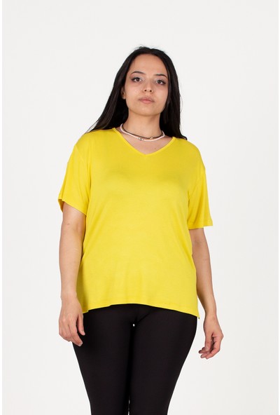 Truva Xxl Büyük Beden Kadın Giyim V Yaka Tshirt Çok Renkli BZ831 Truva Xxl Büyük Beden Kadın Giyim V Yaka Tshirt Çok Renkli BZ831