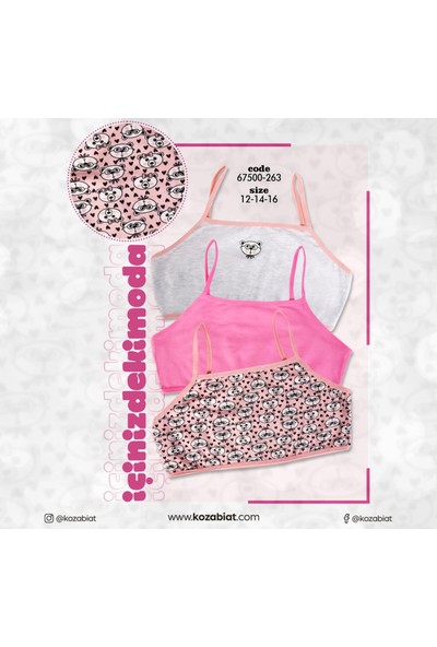 KozaBiat Domi Kids Kız Çocuk Garson 3'lü Büstiyer - 1 Paket