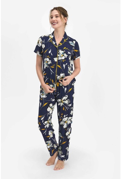 Pierre Cardin Kadın Lacivert Gömlek Pijama PC7753 Pierre Cardin Kadın Lacivert Gömlek Pijama PC7753