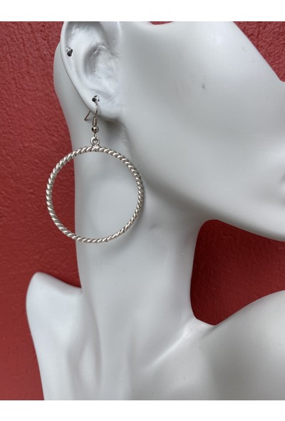 Violetart Gümüş Kaplama Burma Desen Halka Küpe