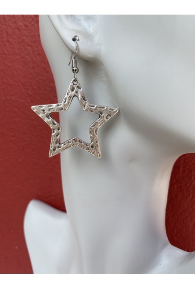 Violetart Gümüş Kaplama Yıldız Desen Küpe