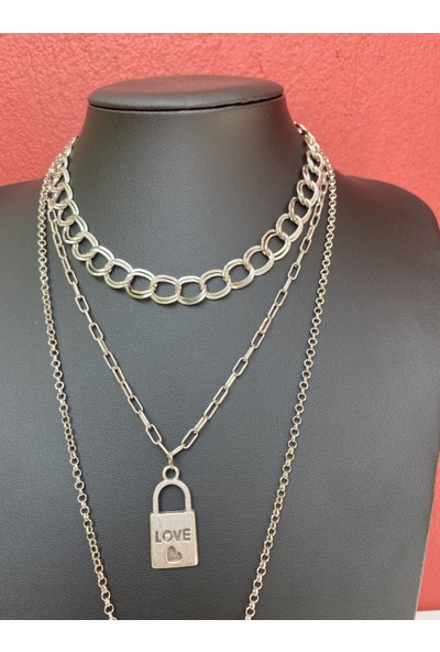 Violetart Üçlü Choker Kolye