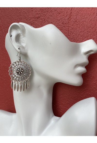 Violetart Gümüş Kaplama Dantel Model Küpe