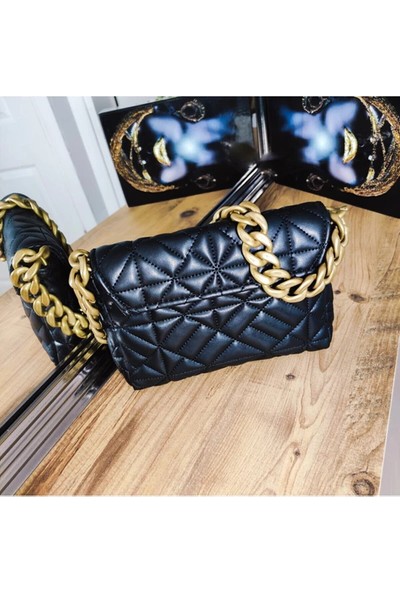Gudubags Kadın Zincirli Kapitone Nakışlı Askılı Omuz Çanta