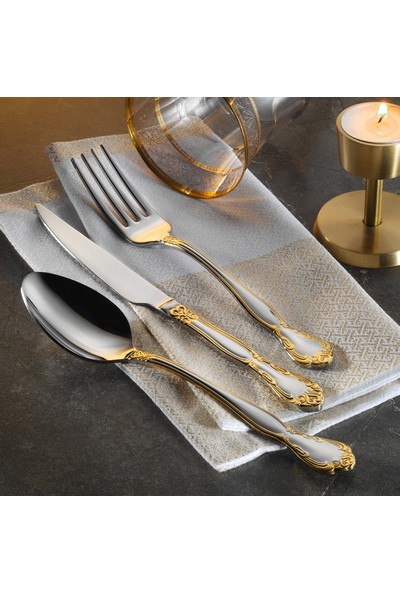 Arsel Dafne Gold 60 Parça 304 Kalite Çatal Kaşık Bıçak Seti