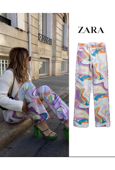 Zara Model Desenli Pantolon - Multı