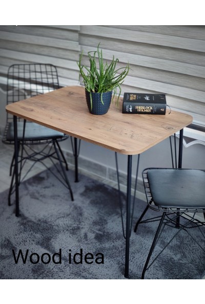 Wood Idea Metal Ayaklı 60X90 Mutfak Masası Balkon Masası Çalışma Masası