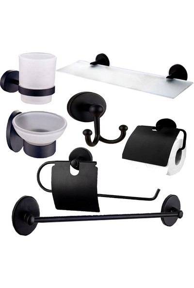 Fnd Home Siyah Banyo 7'li Set