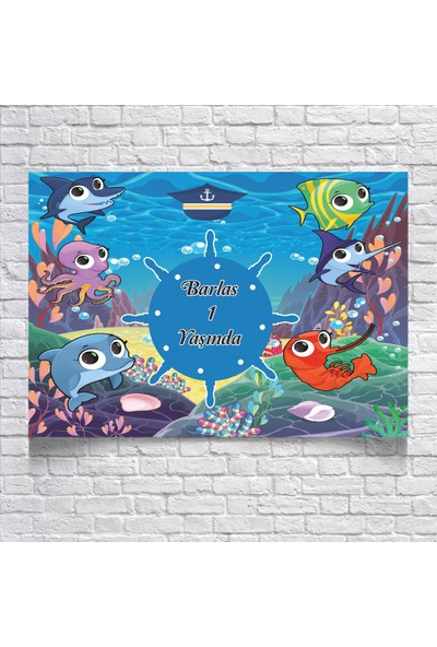 Saredesing Deniz ve Balık Temalı Doğum Günü Afişi Saredesing Deniz ve Balık Temalı Doğum Günü Afişi
