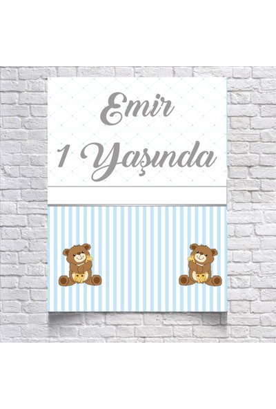 Saredesing Mavi Çizgili Sevimli Ayıcıklı Doğum Günü Afişi Saredesing Mavi Çizgili Sevimli Ayıcıklı Doğum Günü Afişi