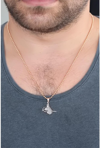 Rose Renk Metal Osmanlı Tuğra Figürlü Erkek Kolye Rose Renk Metal Osmanlı Tuğra Figürlü Erkek Kolye