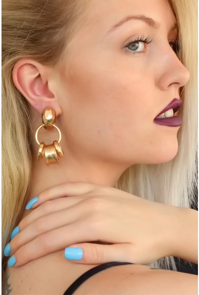 Moco Metal Gold Tasarım Bayan Küpe