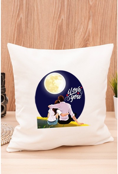 I Love You Sevgililer Günü Özel Tasarım Baskılı Kare Yastık