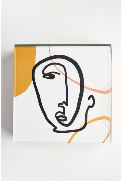 Deeps Home Yüz Motifli Dekoratif Cam Kutu Deeps Home Yüz Motifli Dekoratif Cam Kutu