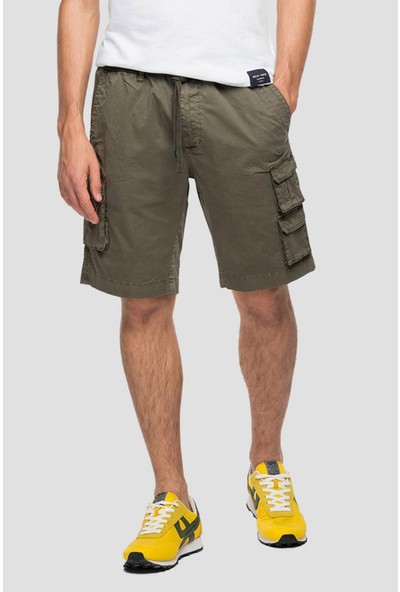 Replay Beli Lastikli Kargo Cepli Streç Şort