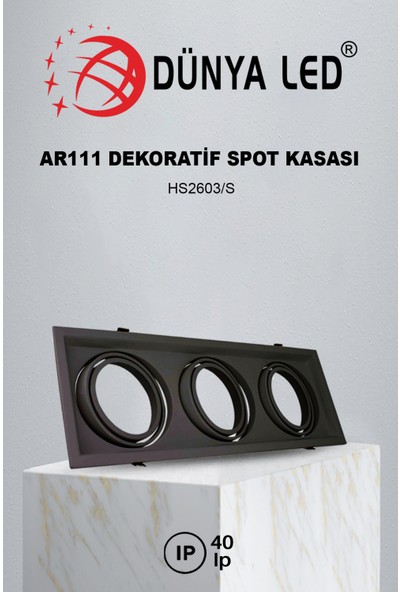 Dünya Led HS.2603/S AR111 LED Alüminyüm Boş Kasa Siyah Kasa Kolay Montaj ve Kullanım Dünya Led HS.2603/S AR111 LED Alüminyüm Boş Kasa Siyah Kasa Kolay Montaj ve Kullanım