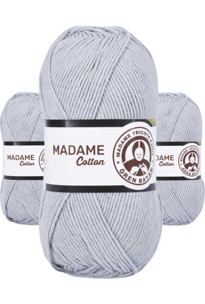 Ören Bayan 3 Adet Madame Cotton El Örgü Ipi Yünü 100 gr 001 Gri