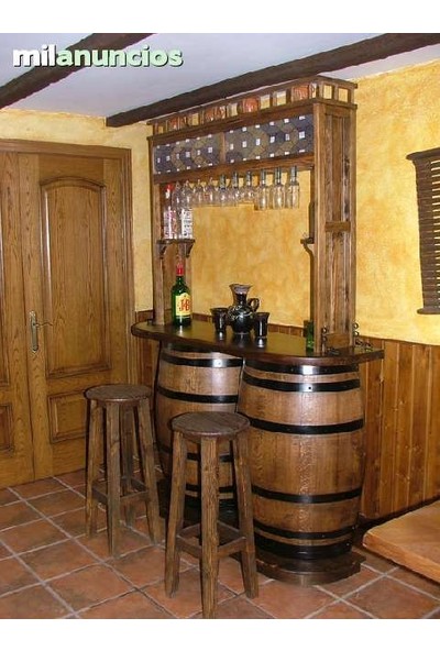 Masifart Şarap Fıçısından Yarımay Amerikan Bar Masifart Şarap Fıçısından Yarımay Amerikan Bar