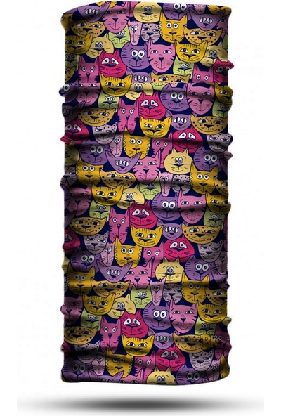 Dair Aksesuar Renkli Kedi Desenli Motosiklet Boyunluk Bandana Dair Aksesuar Renkli Kedi Desenli Motosiklet Boyunluk Bandana