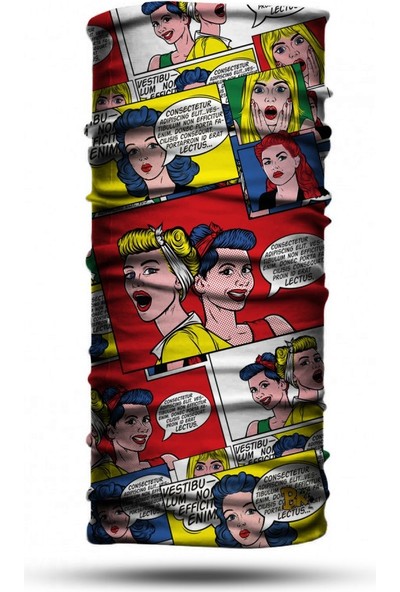 Dair Aksesuar Çizgi Roman Popart Motosiklet Boyunluk Bandana