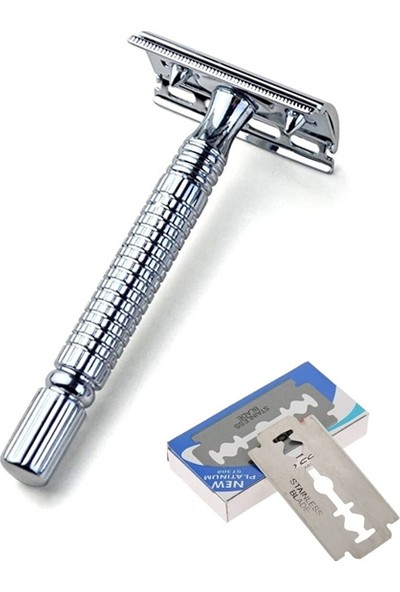 Rimei Paslanmaz Çelik Manuel Tıraş Makinesi + 10 Jilet