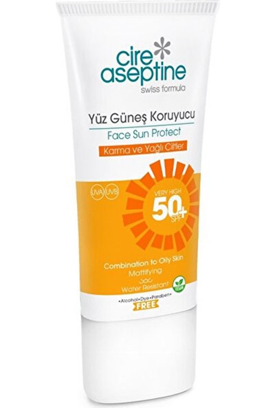 Cire Aseptine Cire Aseptine yüz Güneş Koruyucu Spf 50 Karma ve Yağlı Cilt 50 ml Cire Aseptine Cire Aseptine yüz Güneş Koruyucu Spf 50 Karma ve Yağlı Cilt 50 ml