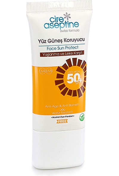 Cire Aseptine Cire Aseptine yüz Güneş Koruyucu Spf 50+ Yaşlanma ve Leke Karşıtı 50 ml