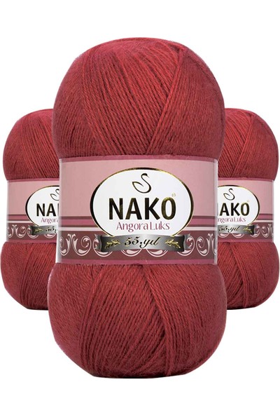 Nako 3 Adet Angora Lüks El Örgü Ipi Bordo 6679 Nako 3 Adet Angora Lüks El Örgü Ipi Bordo 6679