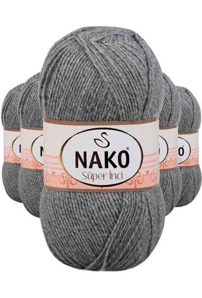 Nako 5 Adet Süper Inci El Örgü Ipi 100 gr Gri Melanj 194 Nako 5 Adet Süper Inci El Örgü Ipi 100 gr Gri Melanj 194