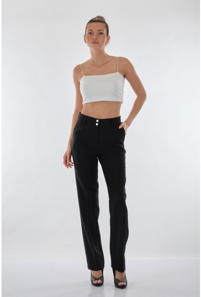 Seçil Boru Paça Yüksel Bel Siyah Kadın Pantolon 22112001037
