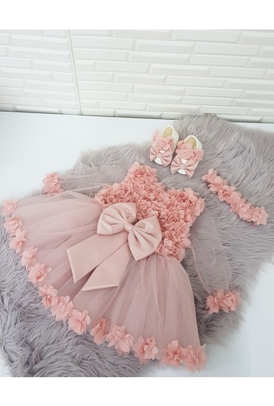 Pudrapembe Çiçekli Elbiseseti