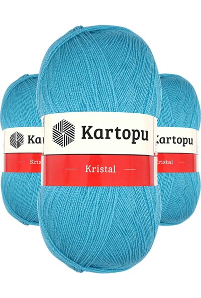 Kartopu 3 Adet Kristal Çift Katlı El Örgü Lif Ipi Turkuaz K515