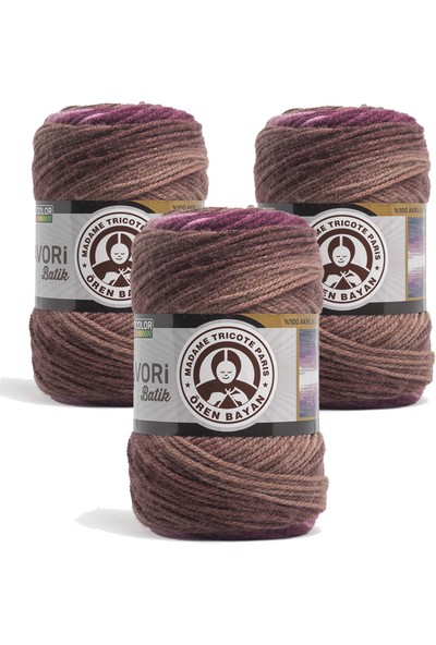 Ören Bayan 3 Adet Favori Batik El Örgü Ipliği 100 gr 909 Ören Bayan 3 Adet Favori Batik El Örgü Ipliği 100 gr 909