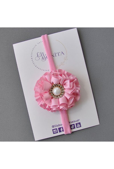 Lila Bonita El Yapımı, Taş Broş Süslemeli Pembe Kız Bebek-Çocuk Iz Yapmaz Bahar Çiçeği Saç Bandı/bandanası