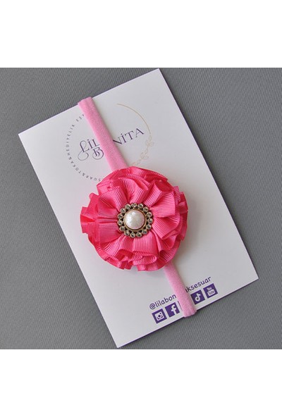 Lila Bonita El Yapımı, Taş Broş Süslemeli Koyu Pembe Kız Bebek-Çocuk Iz Yapmaz Bahar Çiçeği Saç Bandı/bandanası