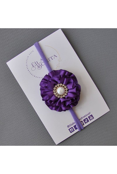 Lila Bonita El Yapımı, Taş Broş Süslemeli Mor Kız Bebek-Çocuk Iz Yapmaz Bahar Çiçeği Saç Bandı/bandanası