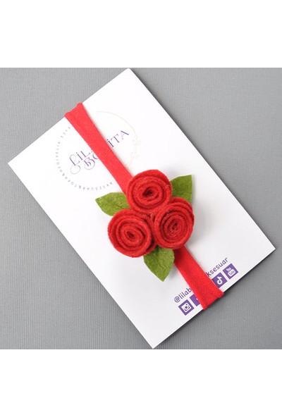 Lila Bonita El Yapımı Kırmızı Kız Bebek-Çocuk Iz Yapmaz Keçe Gül Bahçesi Model Saç Bandı/bandanası Lila Bonita El Yapımı Kırmızı Kız Bebek-Çocuk Iz Yapmaz Keçe Gül Bahçesi Model Saç Bandı/bandanası