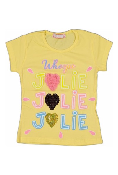 Mercantex Kalpli Kız Çocuk Tişört 3-7 Yaş Sarı
