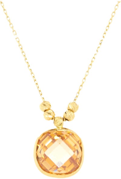 Orion Kehribar Rengi Taşlı 14 Ayar Altın Kolye