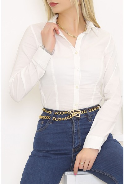 Bns Butik Altı Çıtçıtlı Gömlek Beyaz - 9537.1611.